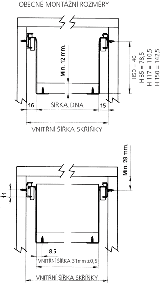 FGV slide with side panel H53/350 mm white | Démos trade a.s.