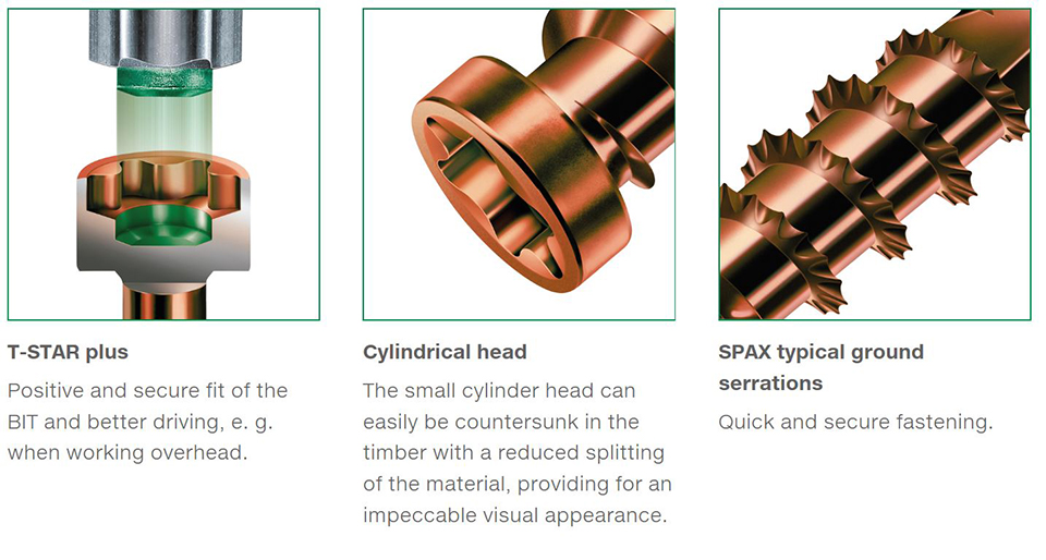 SPAX screw 5x40 terrace cylindrical head TXS, stainless steel A2, C ...